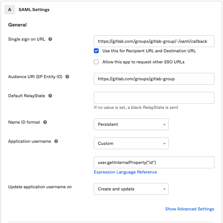 Example saml config · Saml sso · Group · User · Help · GitLab